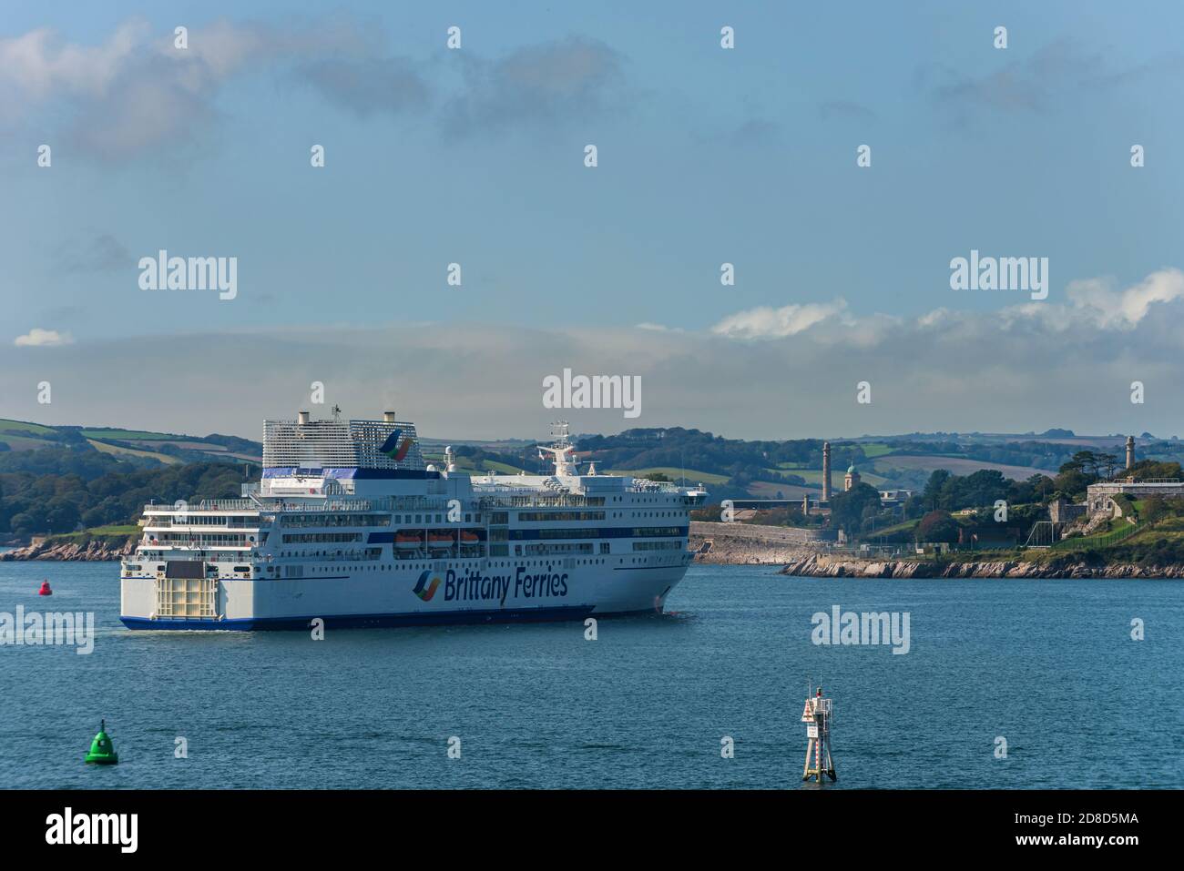 View of Plymouth from Mount Batten Tower in Devon in England in Europe ...