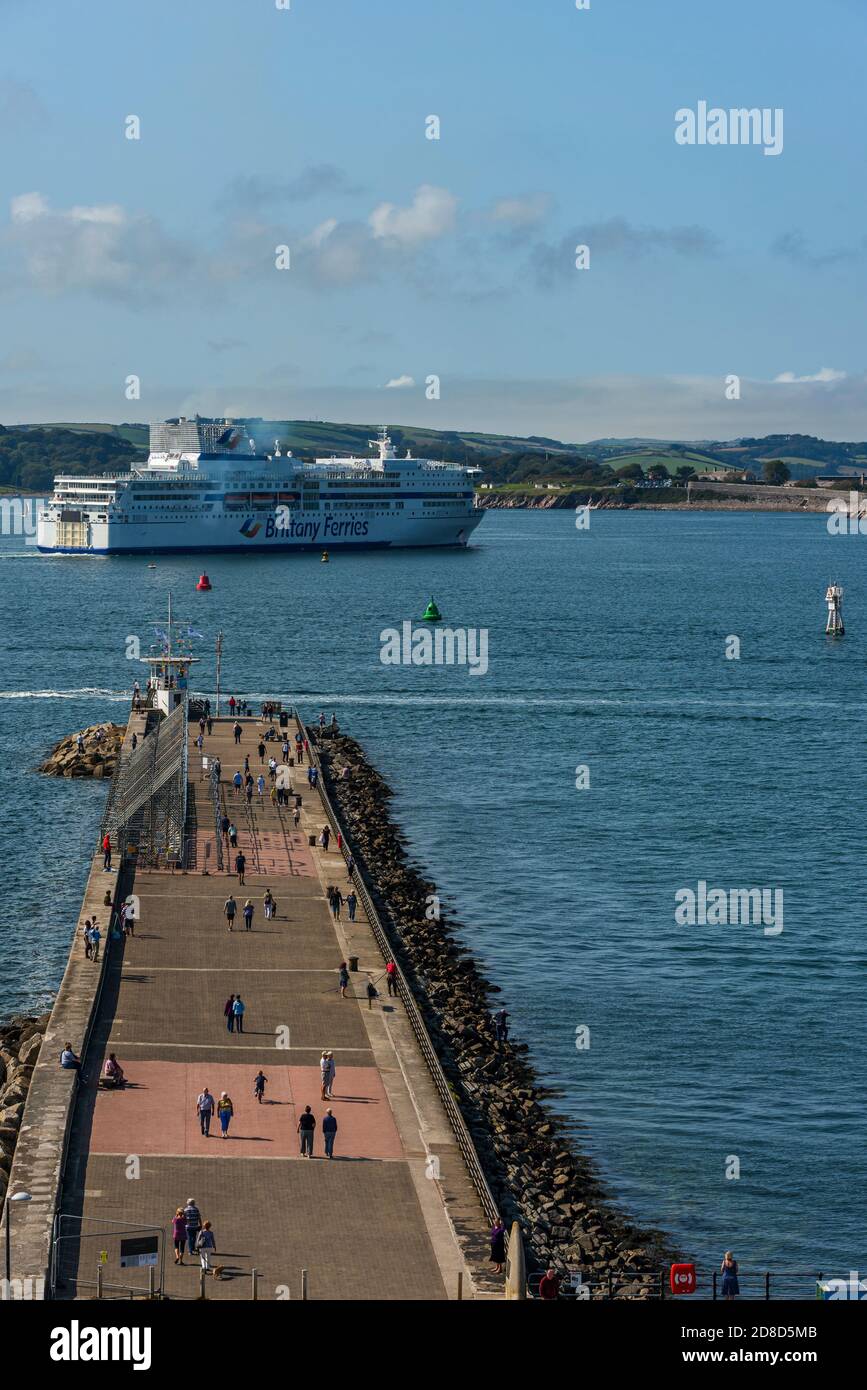 View of Plymouth from Mount Batten Tower in Devon in England in Europe ...