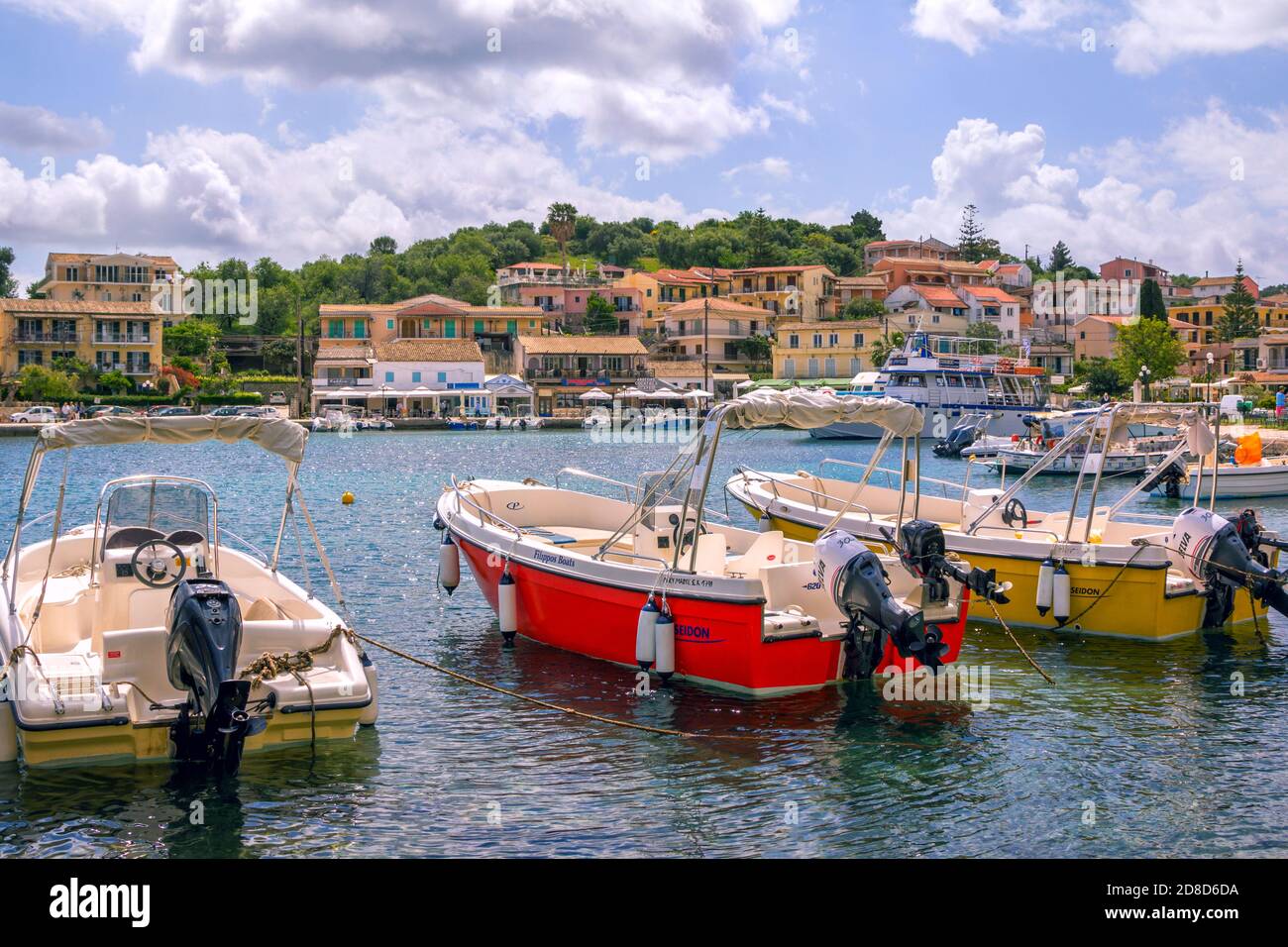 Corfu Island/Greece- May 6, 2019: view of sea bay in beautiful Kassiopi ...