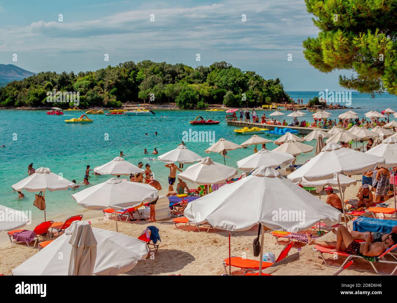 Ksamil/ Albania – August 5, 2020: view of beautiful summer resort – sea ...
