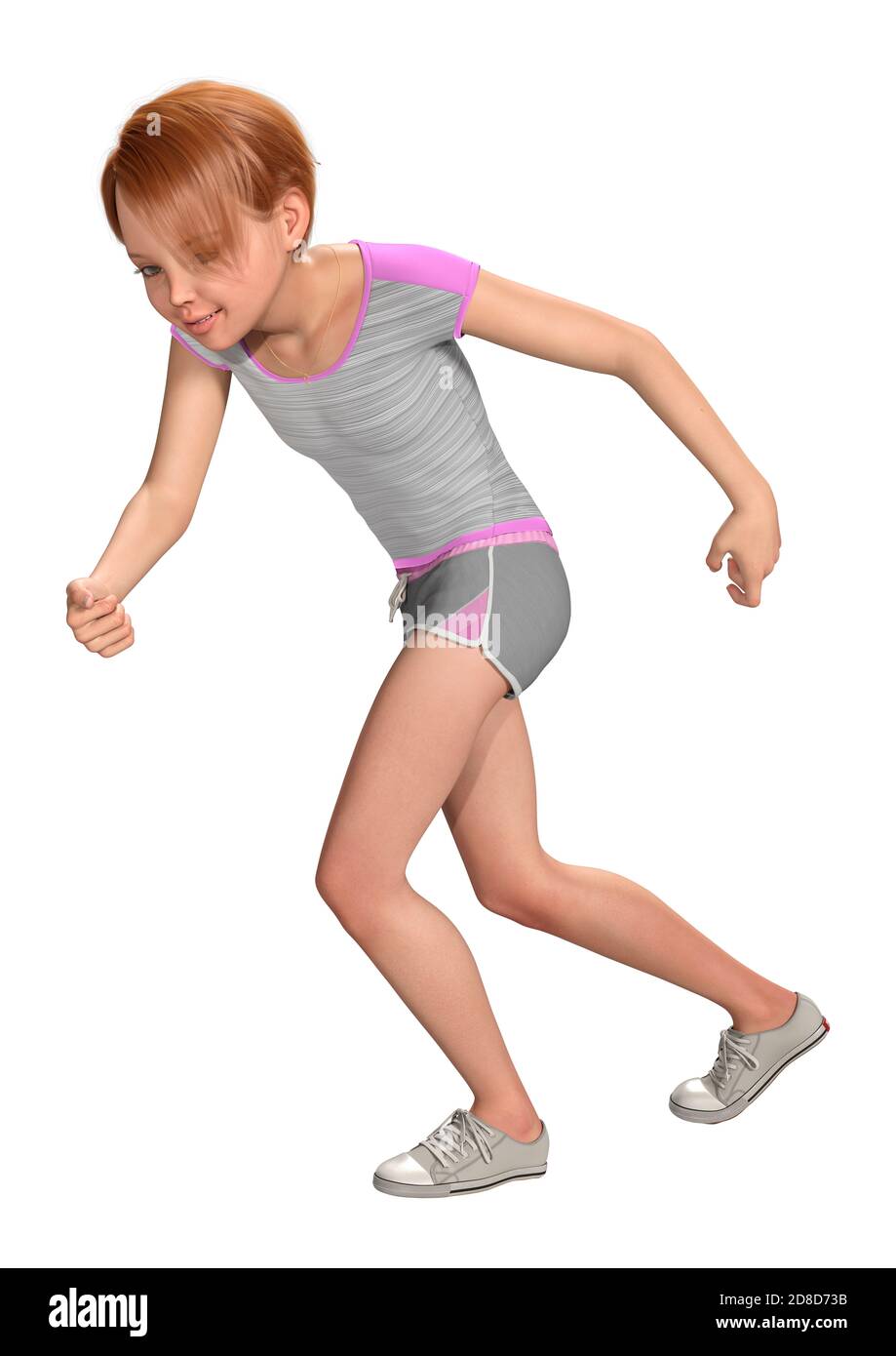 3D rendering of a pretty little girl isolated on white background Stock ...