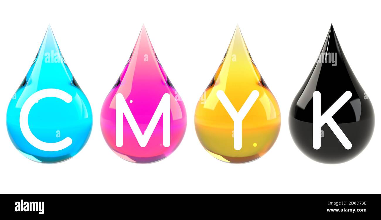 Ink drops set CMYK Stock Photo - Alamy