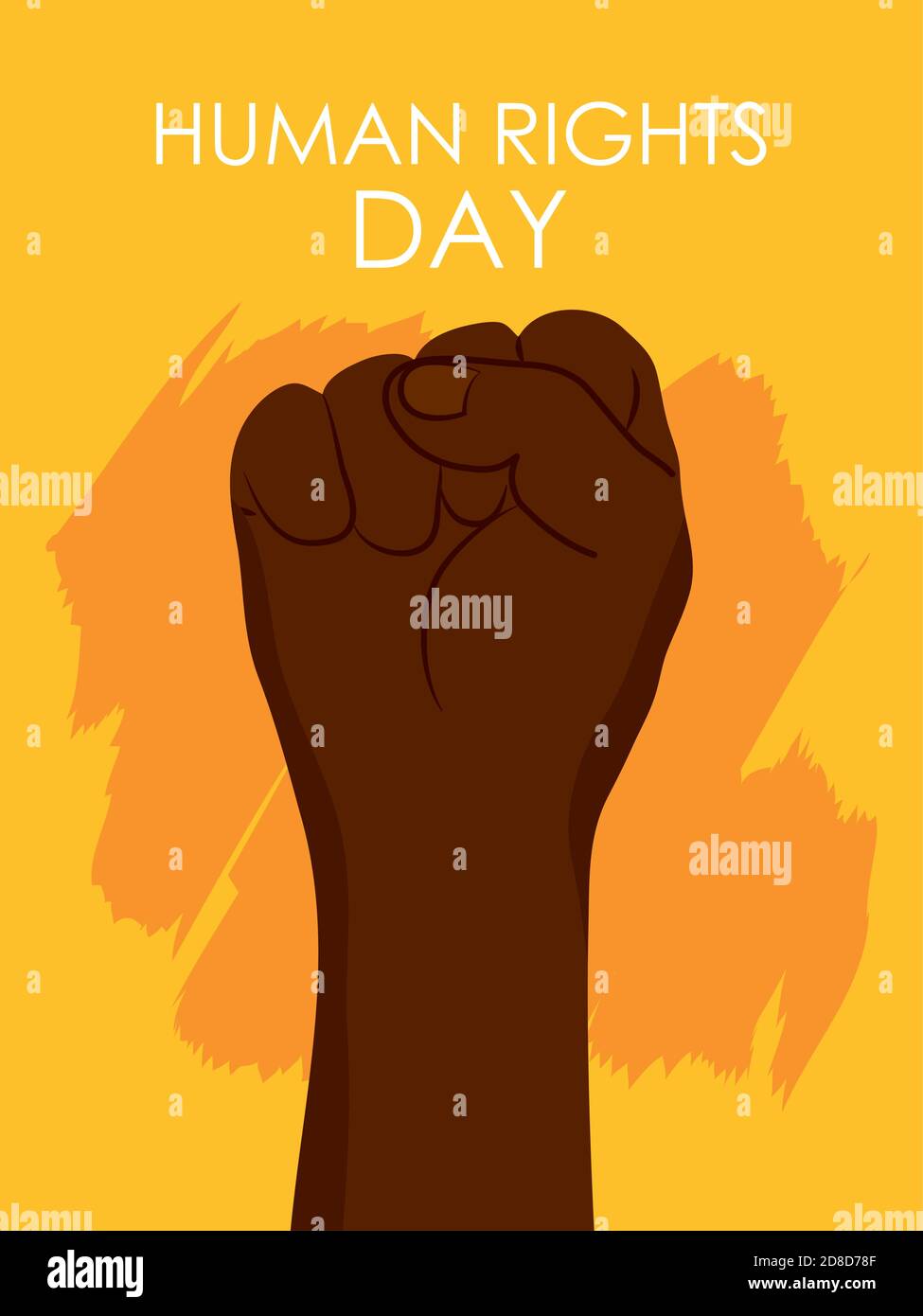 human rights design with afro hand icon over yellow background ...
