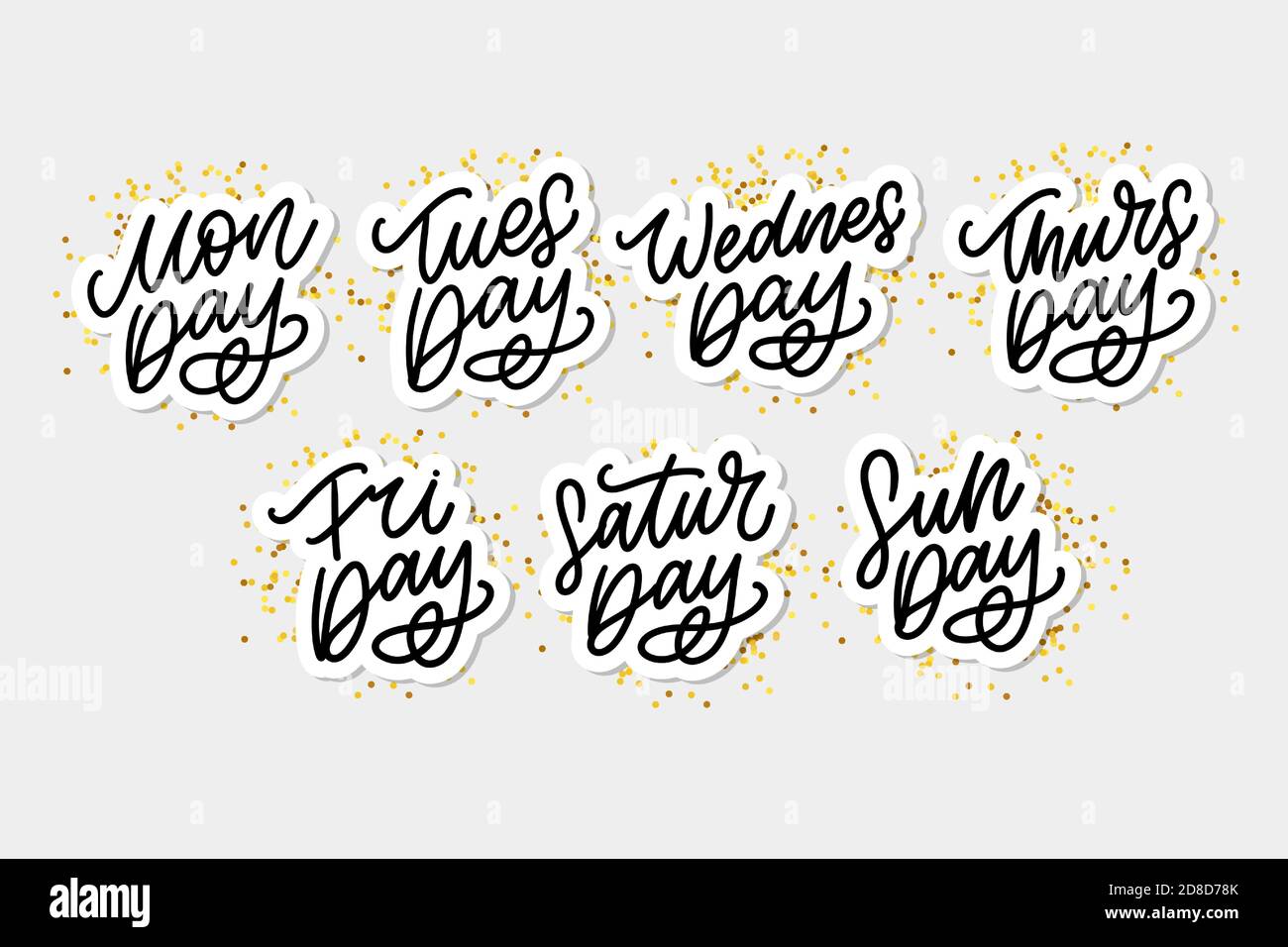 Vector handwritten inscription days a week. Calligraphy.dwritten ...