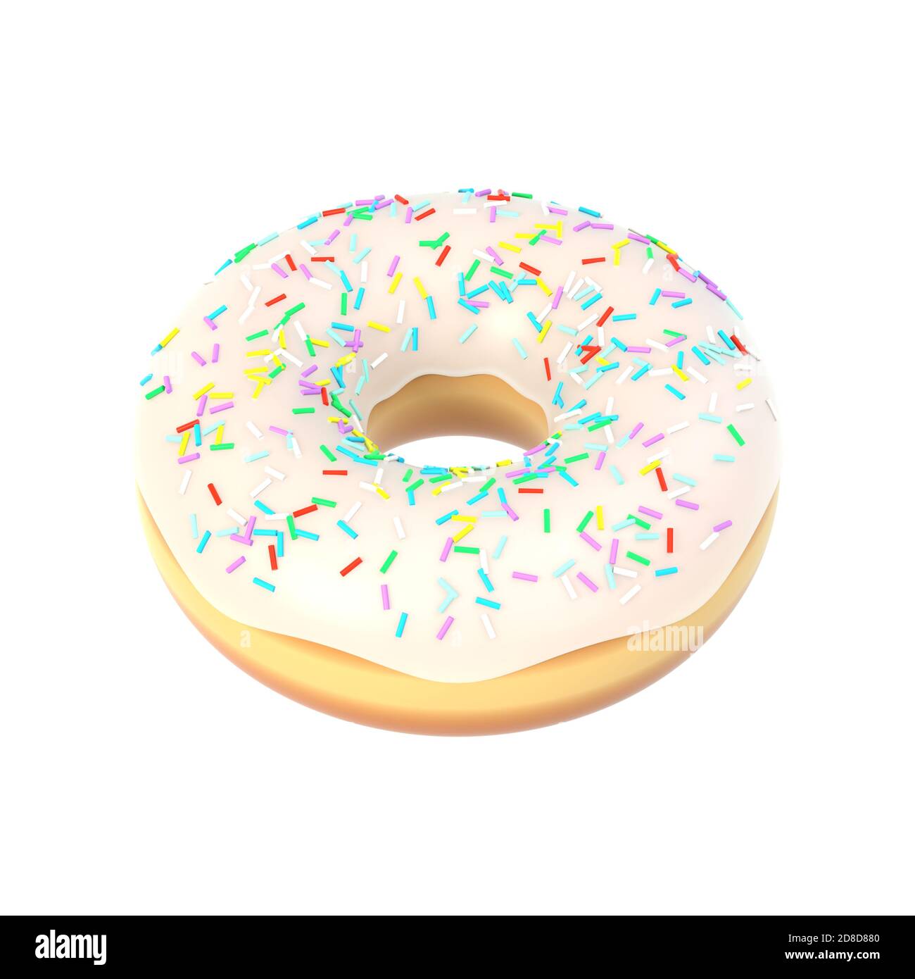 Delicious donut with vanilla icing and sprinkles Stock Photo - Alamy