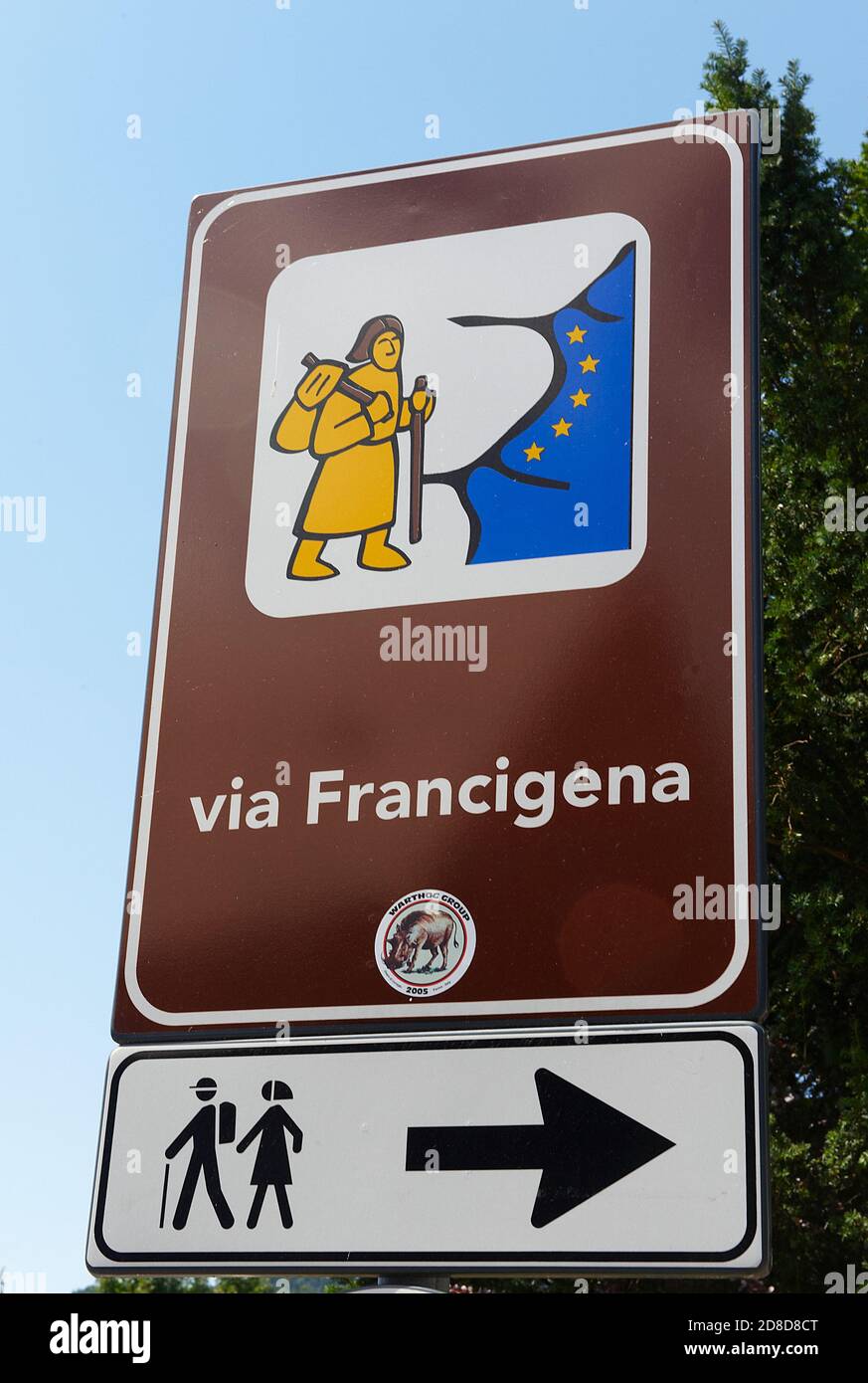 Pass of the Cisa (Pr),Italy, the Francigena,route and sign at the ...