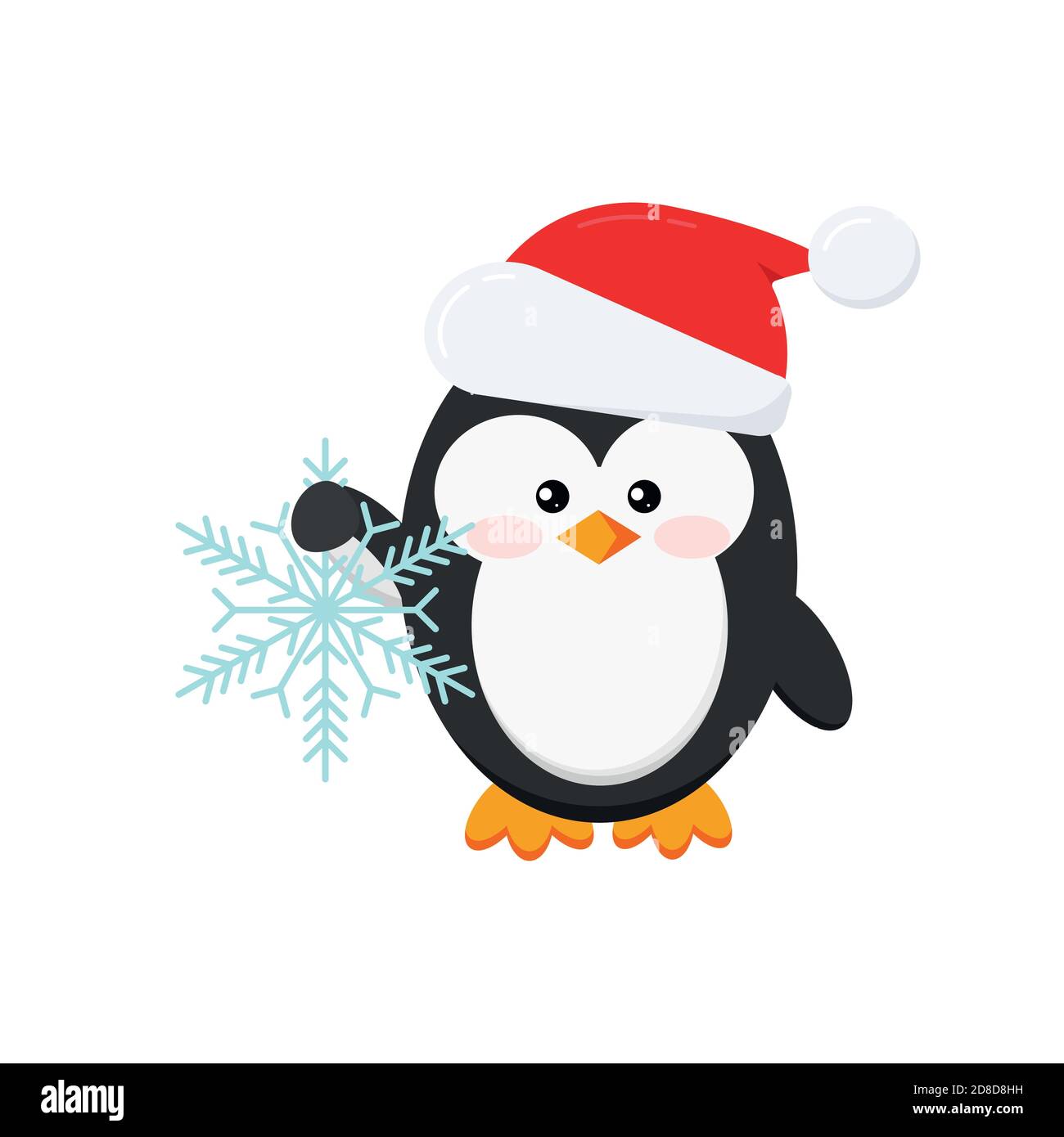 Christmas penguin holding snowflake isolated on white background Stock ...