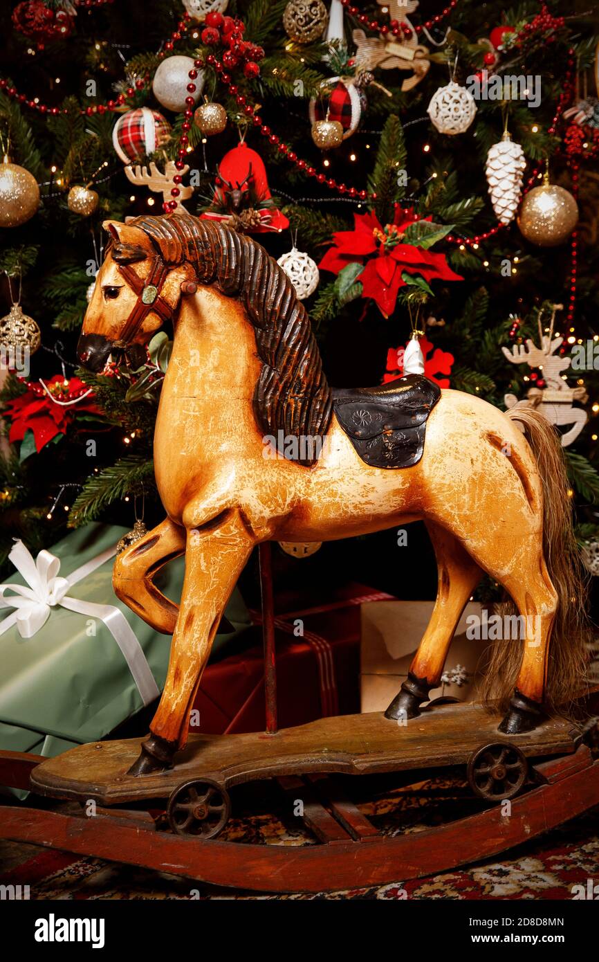 Santa on rocking horse hi-res stock photography and images - Alamy