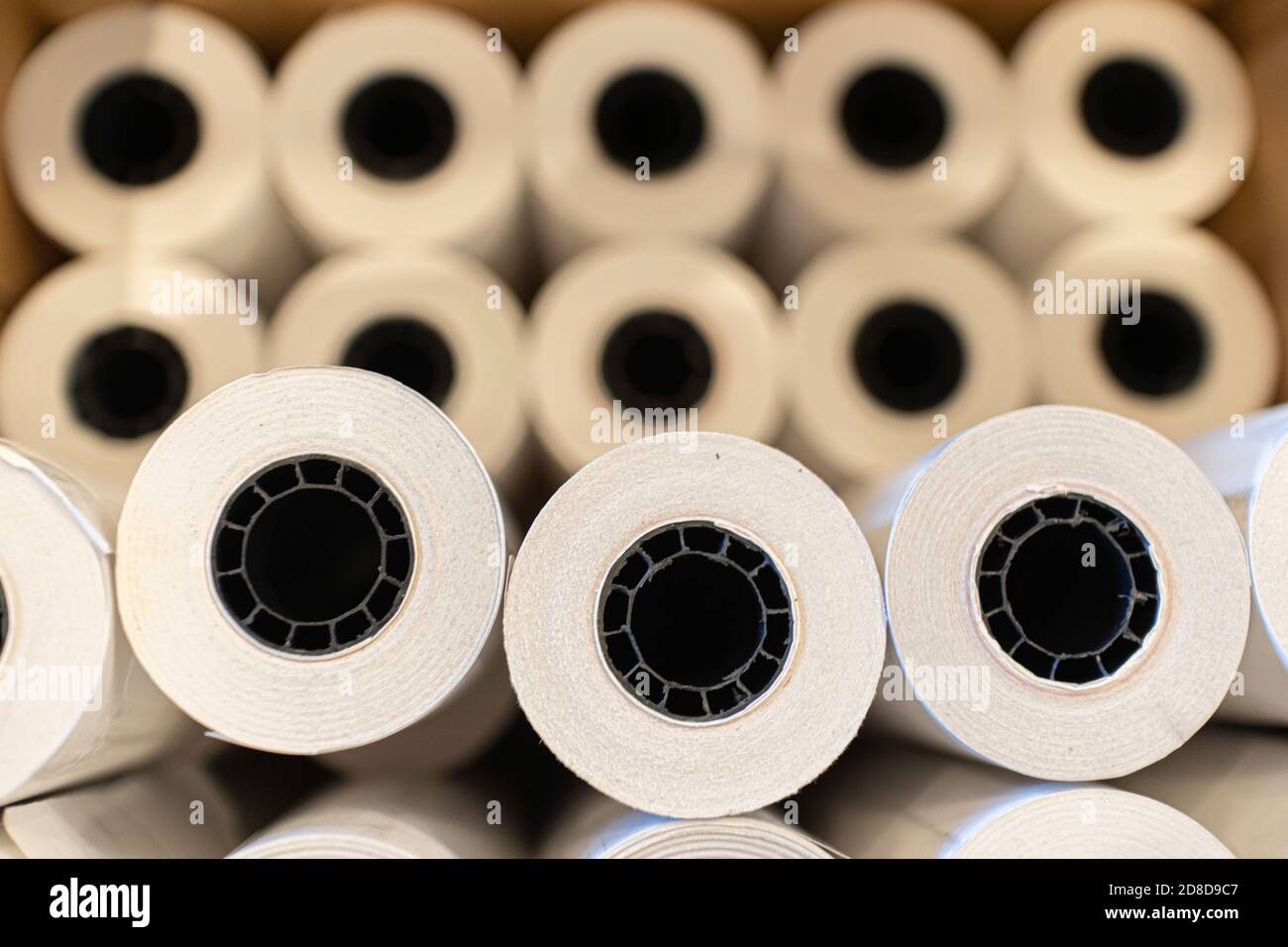 Point of Sale Machine Paper rolls in a box Stock Photo - Alamy