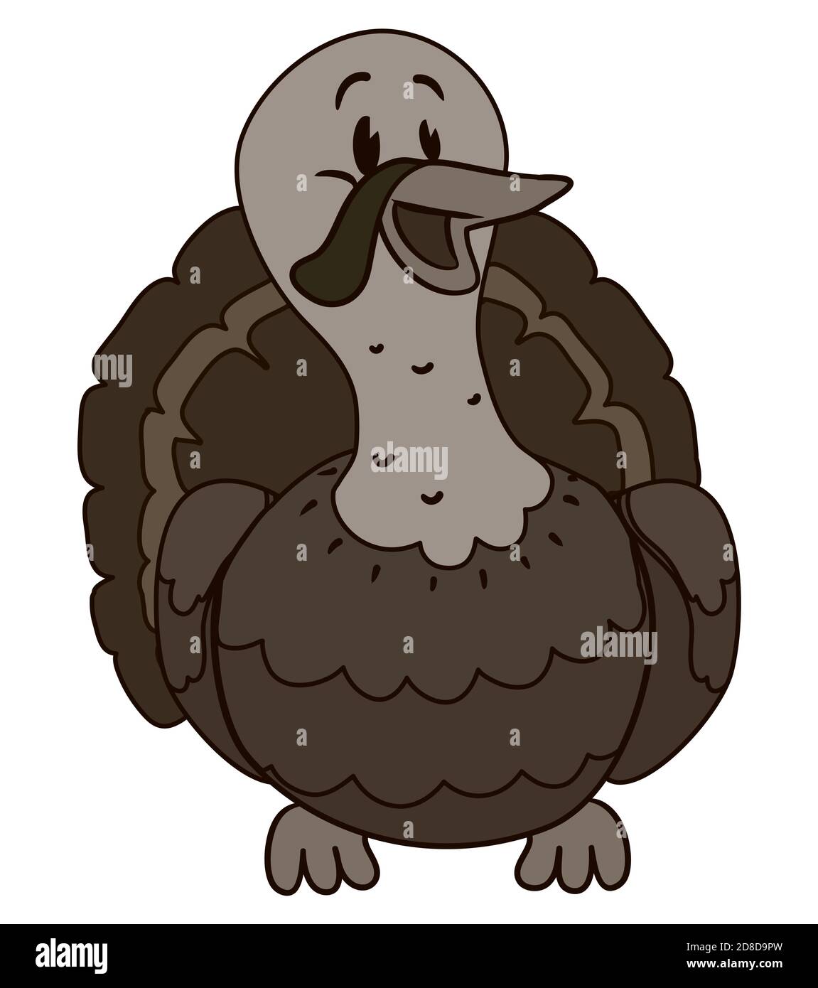 Happy turkey in sepia tones and retro cartoon style, isolated over ...