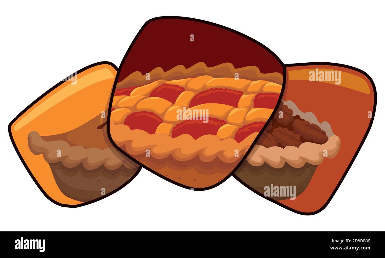Signs with three delicious pies: traditional, cranberries and pecan ...