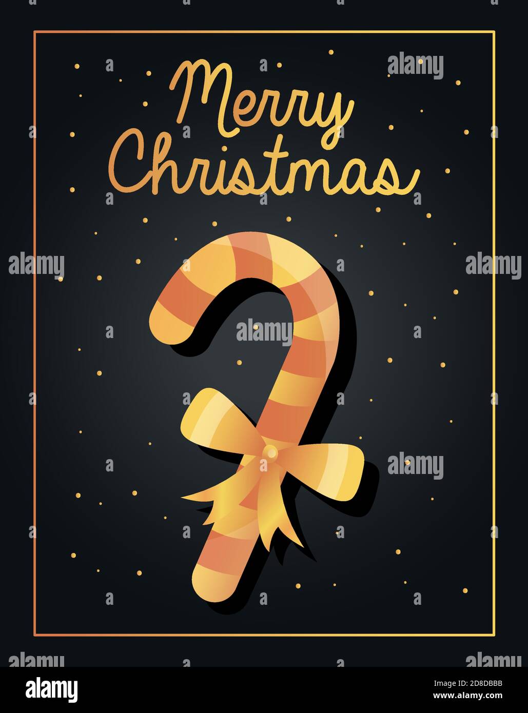 design of christmas black elegant card with golden christmas cane and ...