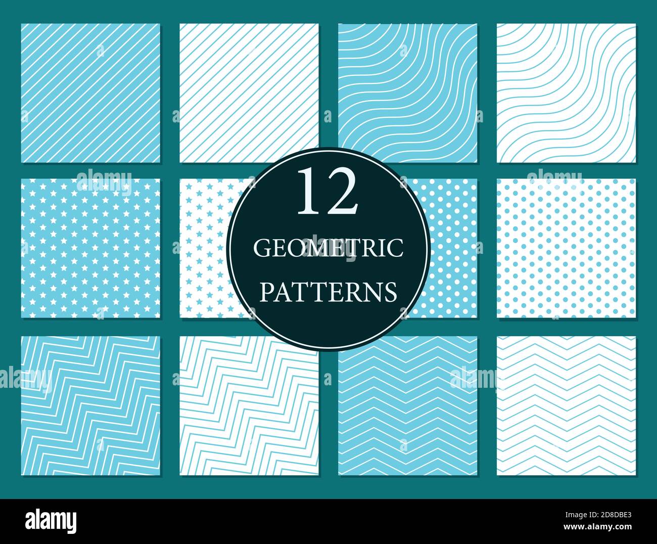 Collection of light blue and white geometric pattern set Stock Vector ...