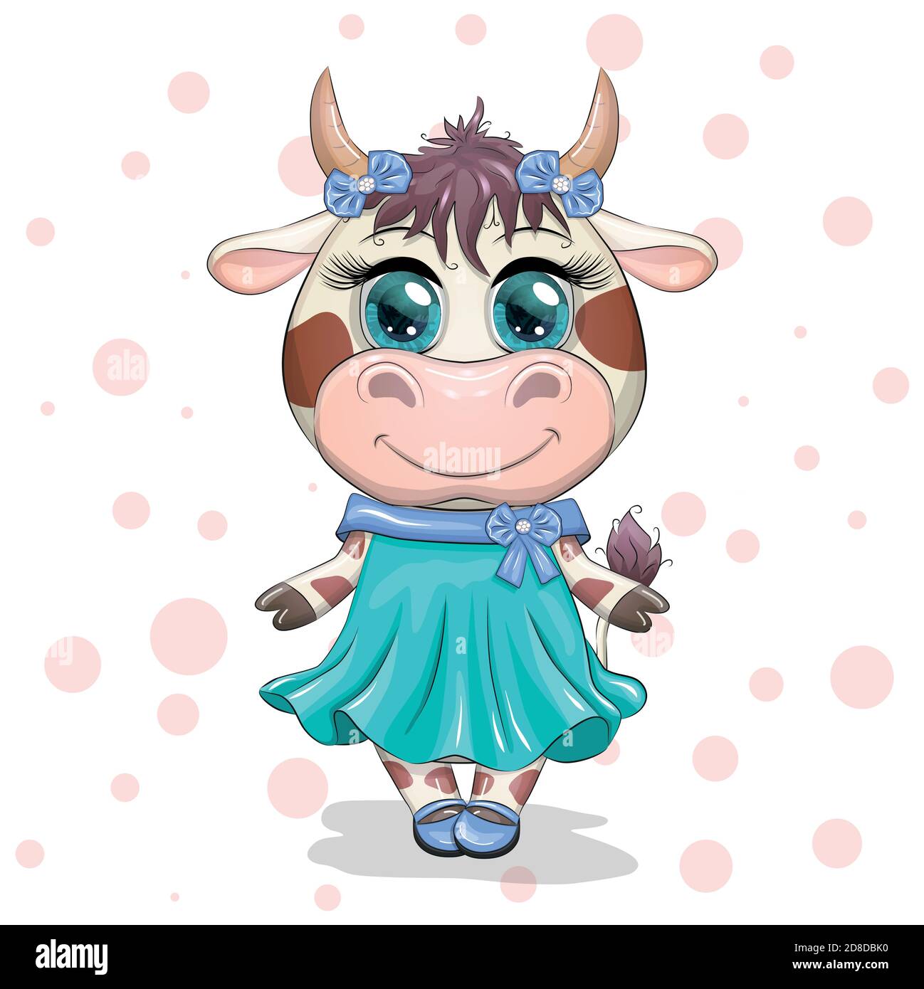 Cute Cartoon Princess Cow on a white background Stock Vector Image ...