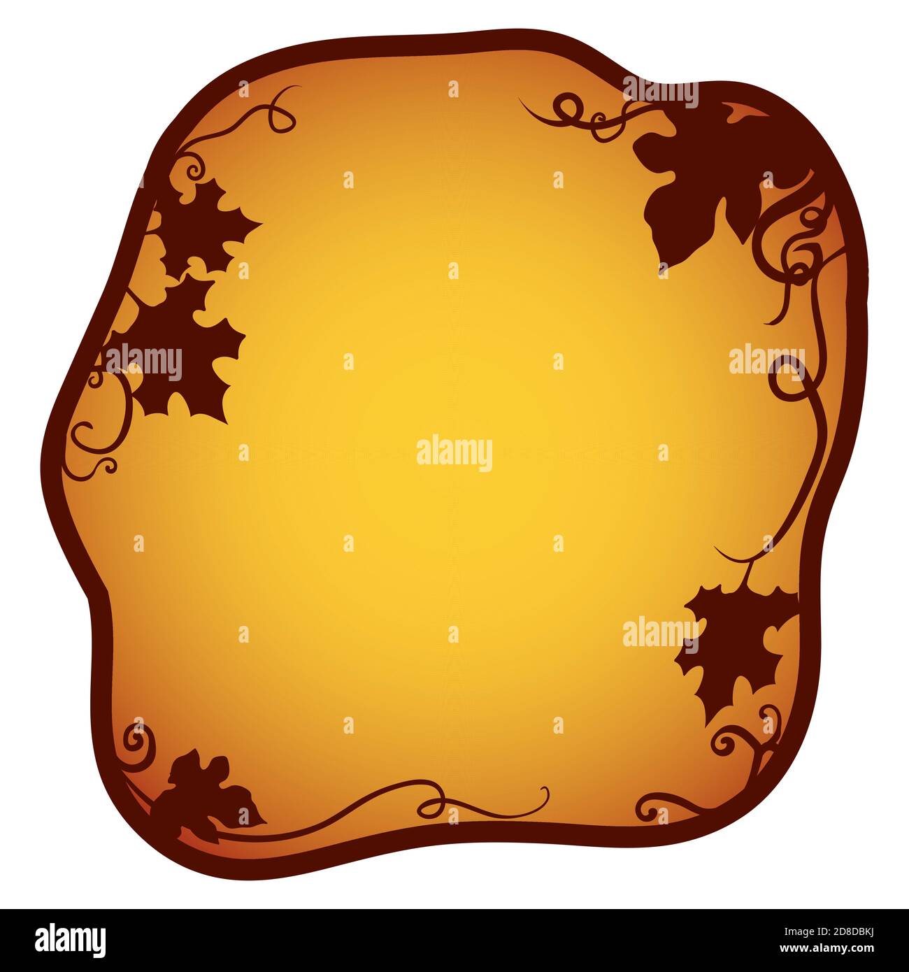 Sign with orange and autumnal design decorated with leaves and vines ...