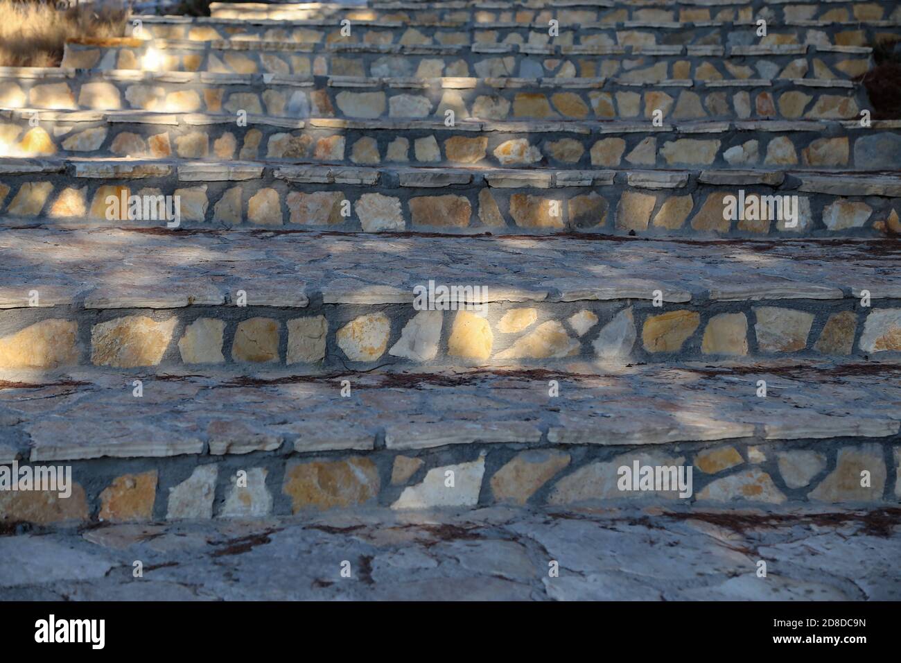 Closeup of stairs outdoors made of cobbled natural stones Stock Photo ...