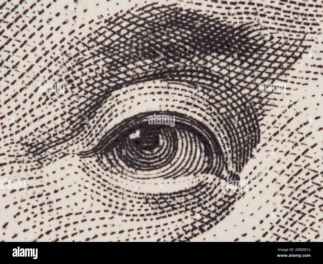 Founding father Benjamin Franklin eye super macro on us one hundred ...