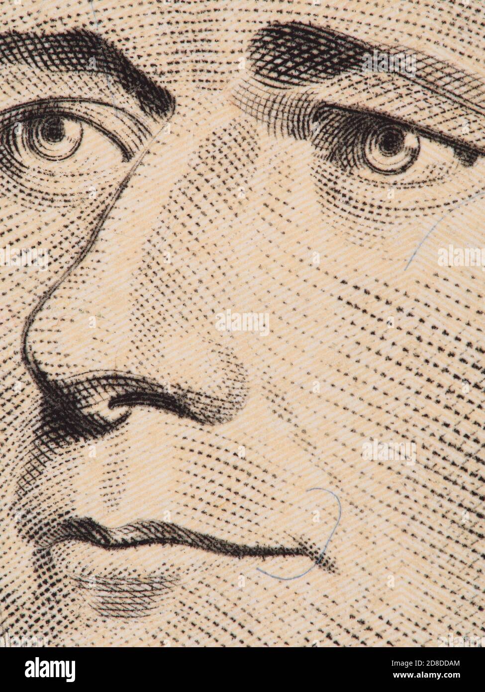 Alexander Hamilton face extreme macro on US 10 dollar bill, united ...