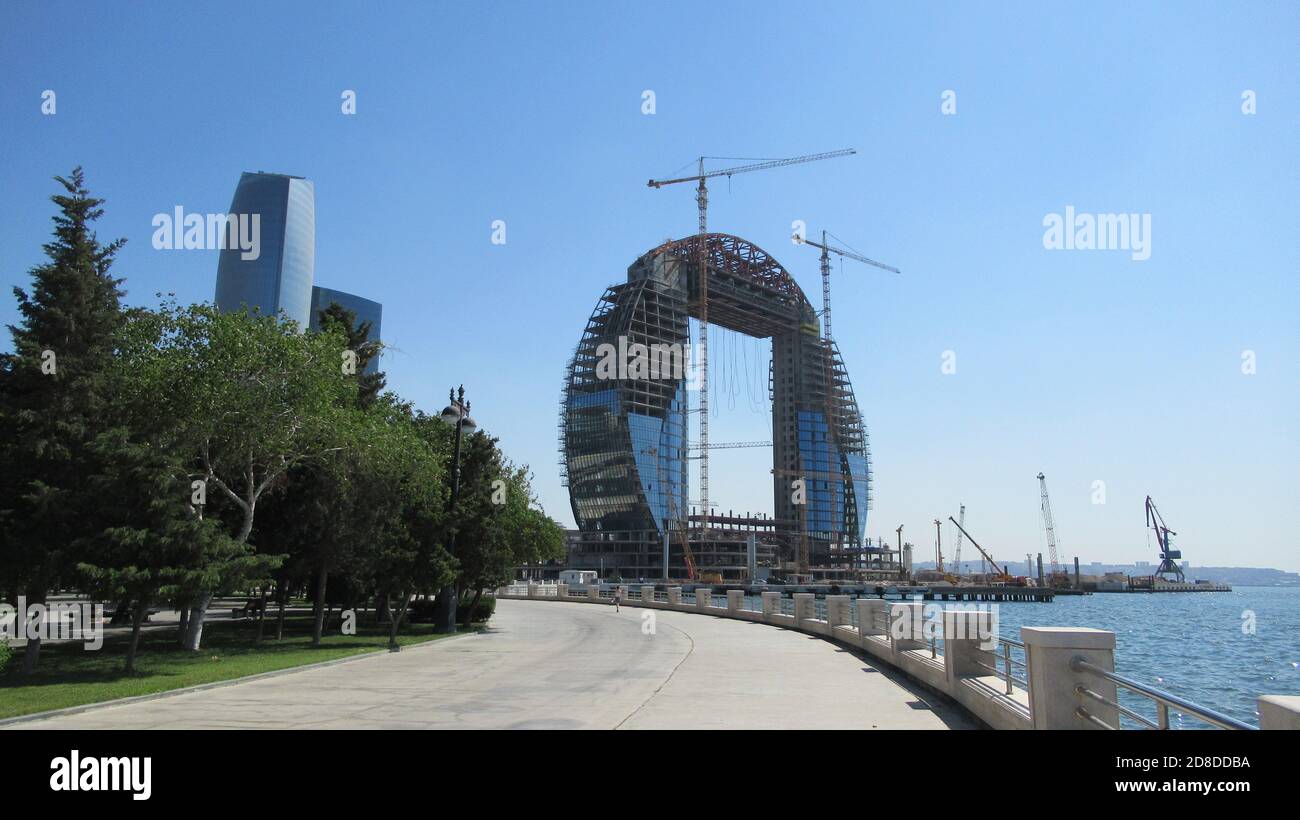 Baku, Azerbaijan, August 2 2020 :The Crescent development project ...