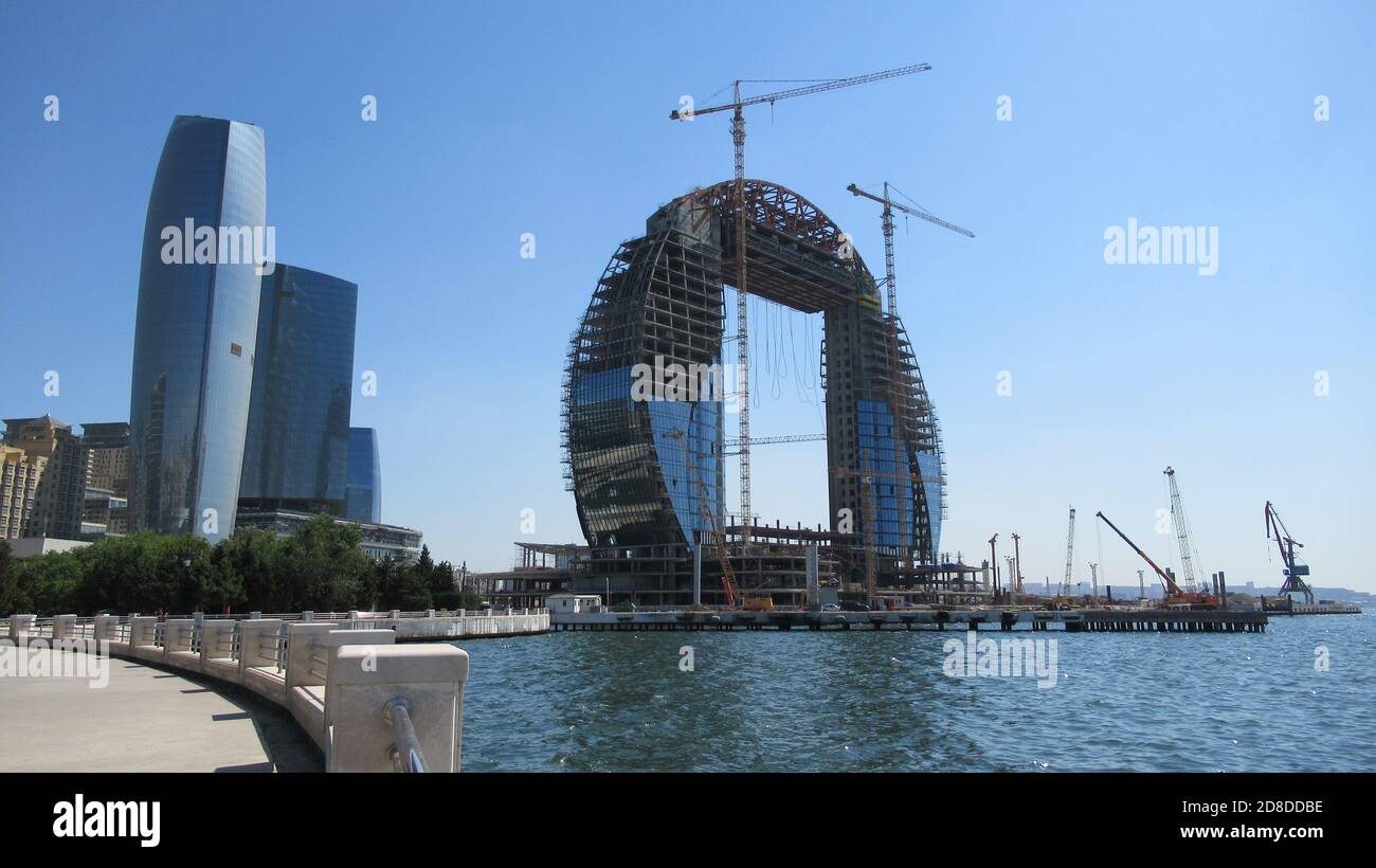 Baku, Azerbaijan, August 2 2020 :The Crescent development project business center under ...