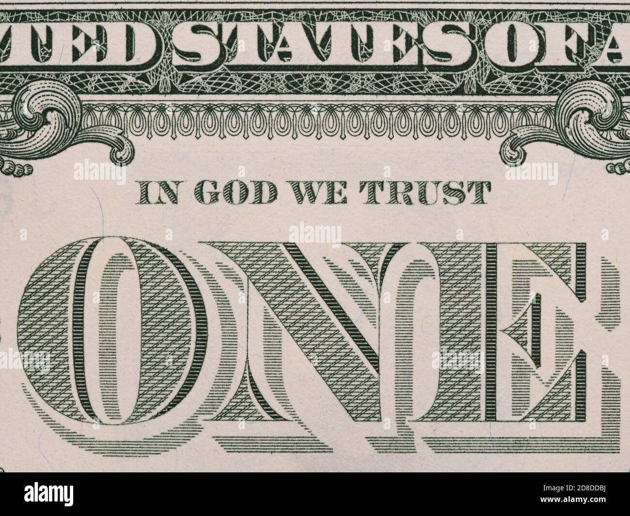 Reverse of US one dollar bill closeup macro, 1 usd banknote, In God We ...
