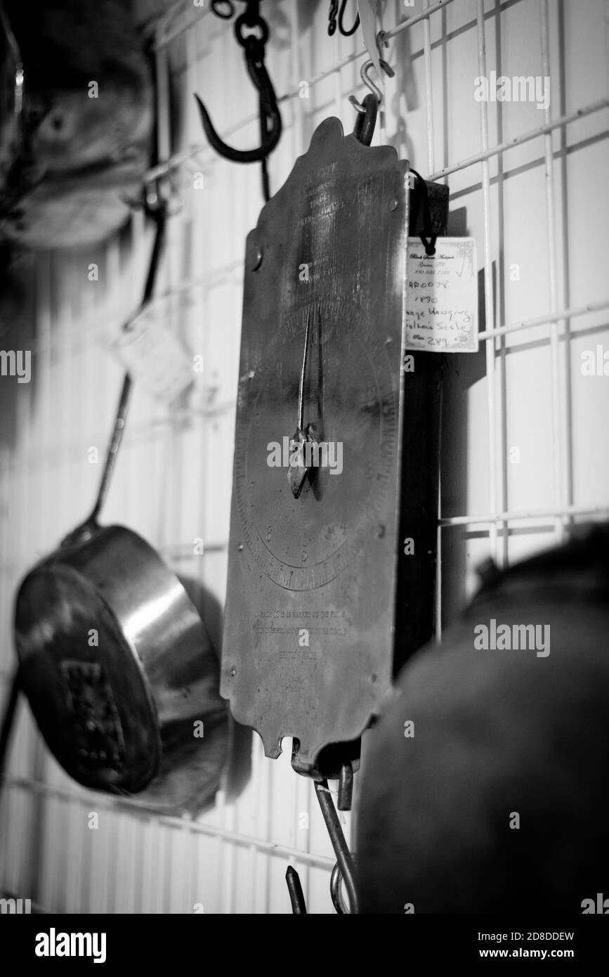 vintage clock hanging on the wall Stock Photo - Alamy