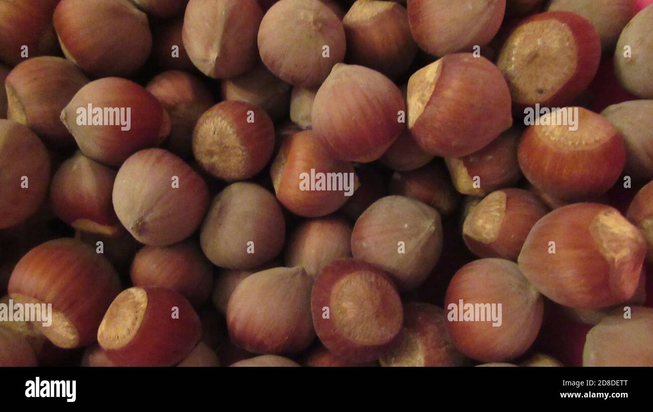 Close up of a hazelnuts. Food background, photo wallpaper Stock Photo ...
