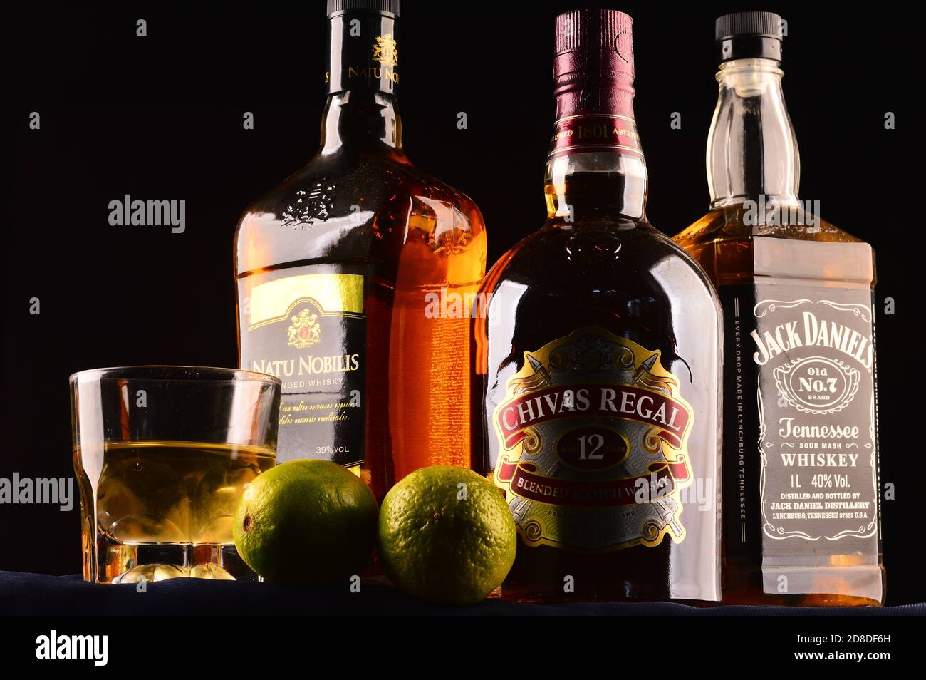 Bottle of whiskey on studio shot Stock Photo - Alamy