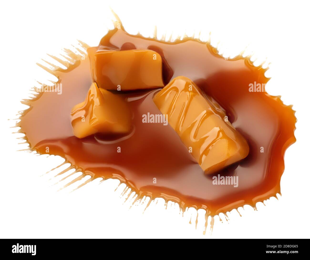 Soft caramel isolated on a white background. Salted melted toffee candy ...
