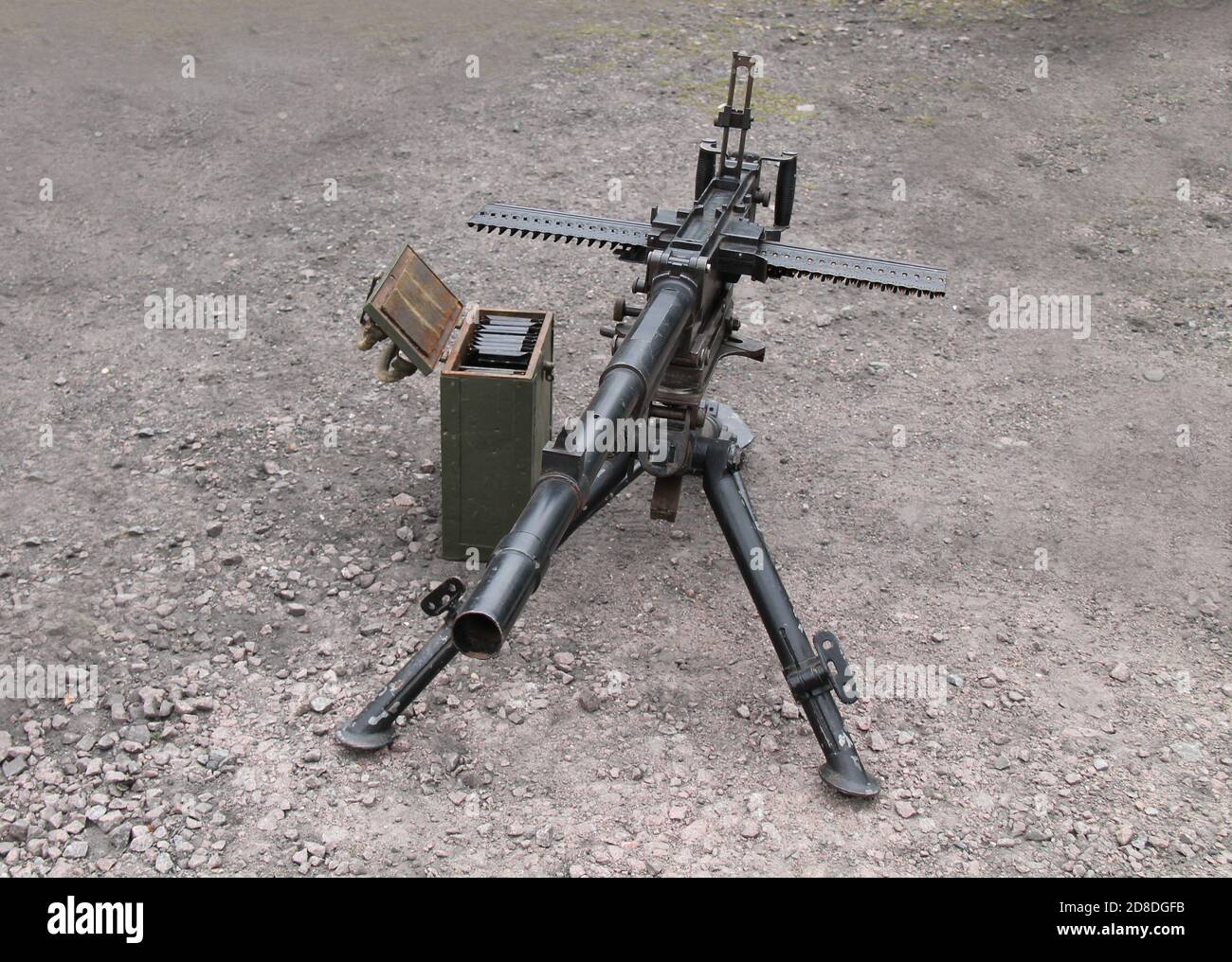 A Vintage Military Machine Gun on a Tripod Stand Stock Photo - Alamy