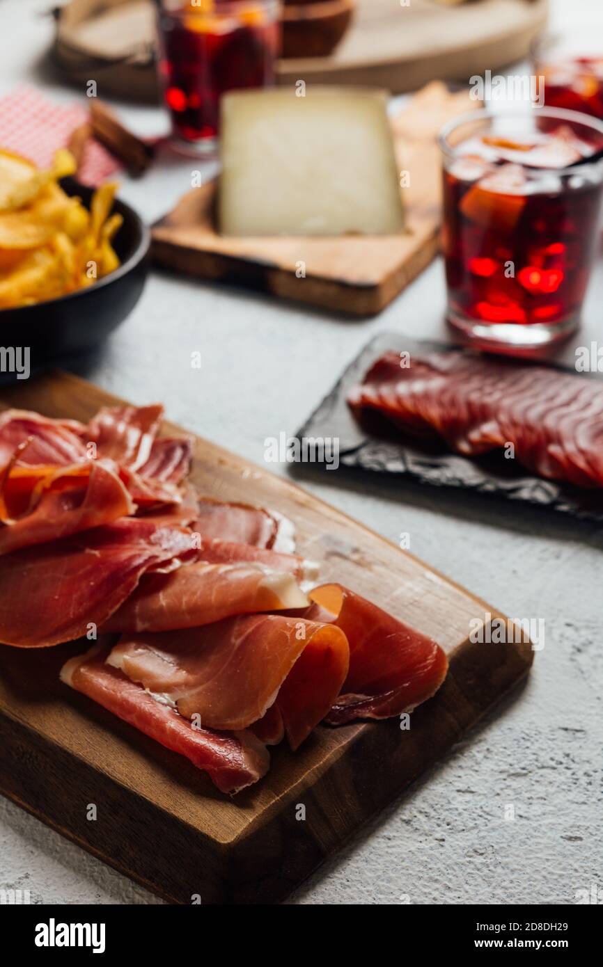 Pictures of typical Spanish food snacks (tapas). Composed of Sangria ...