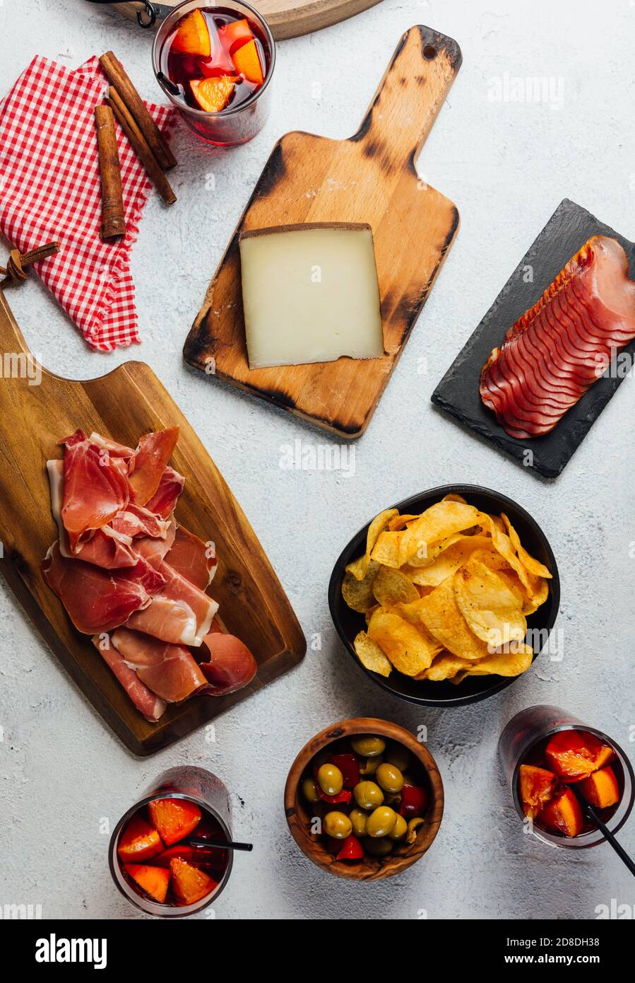 Pictures of typical Spanish food snacks (tapas). Composed of Sangria ...