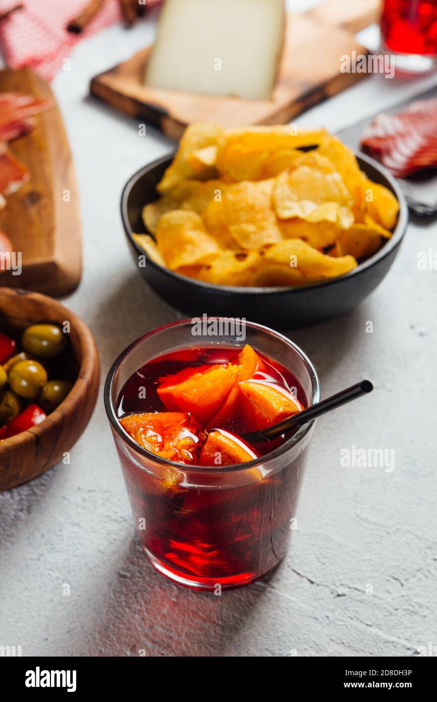 Pictures of typical Spanish food snacks (tapas). Composed of Sangria ...