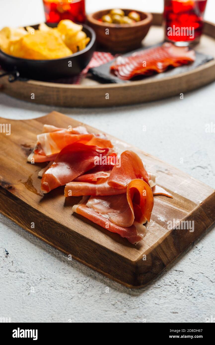 Pictures of typical Spanish food snacks (tapas). Composed of Sangria ...
