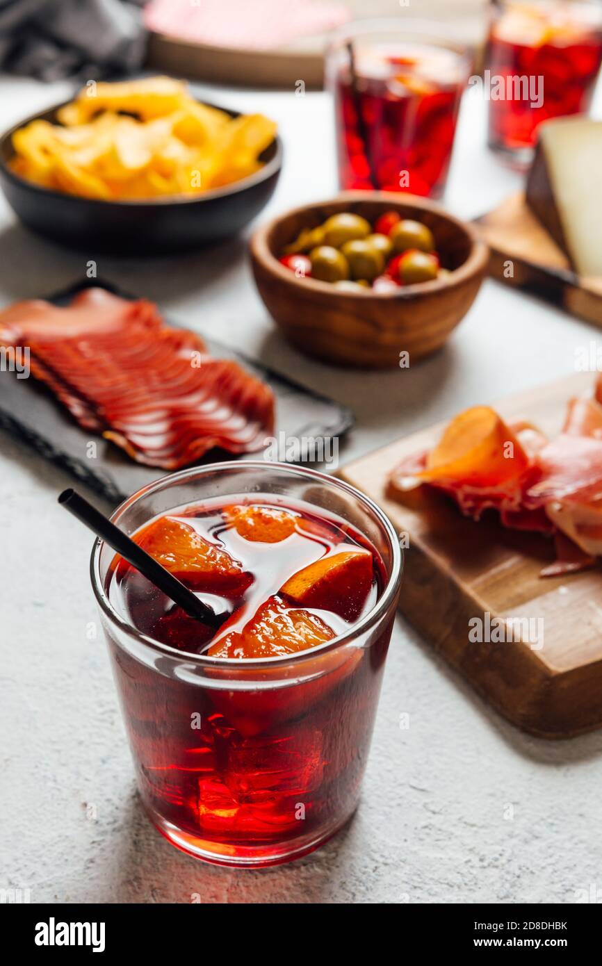 Pictures of typical Spanish food snacks (tapas). Composed of Sangria ...