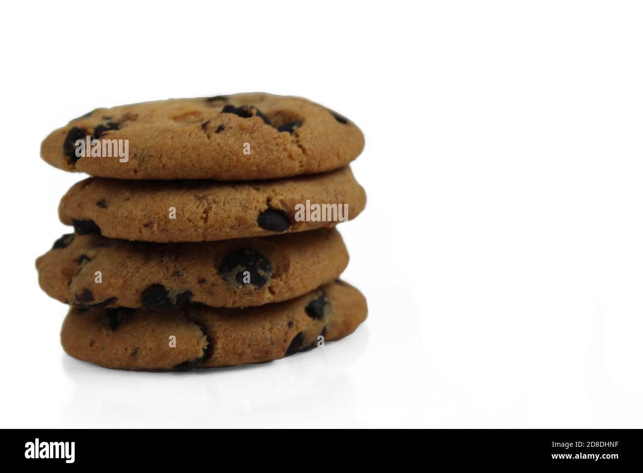 three four or five several cookies chocolate with chocolate are stacked ...