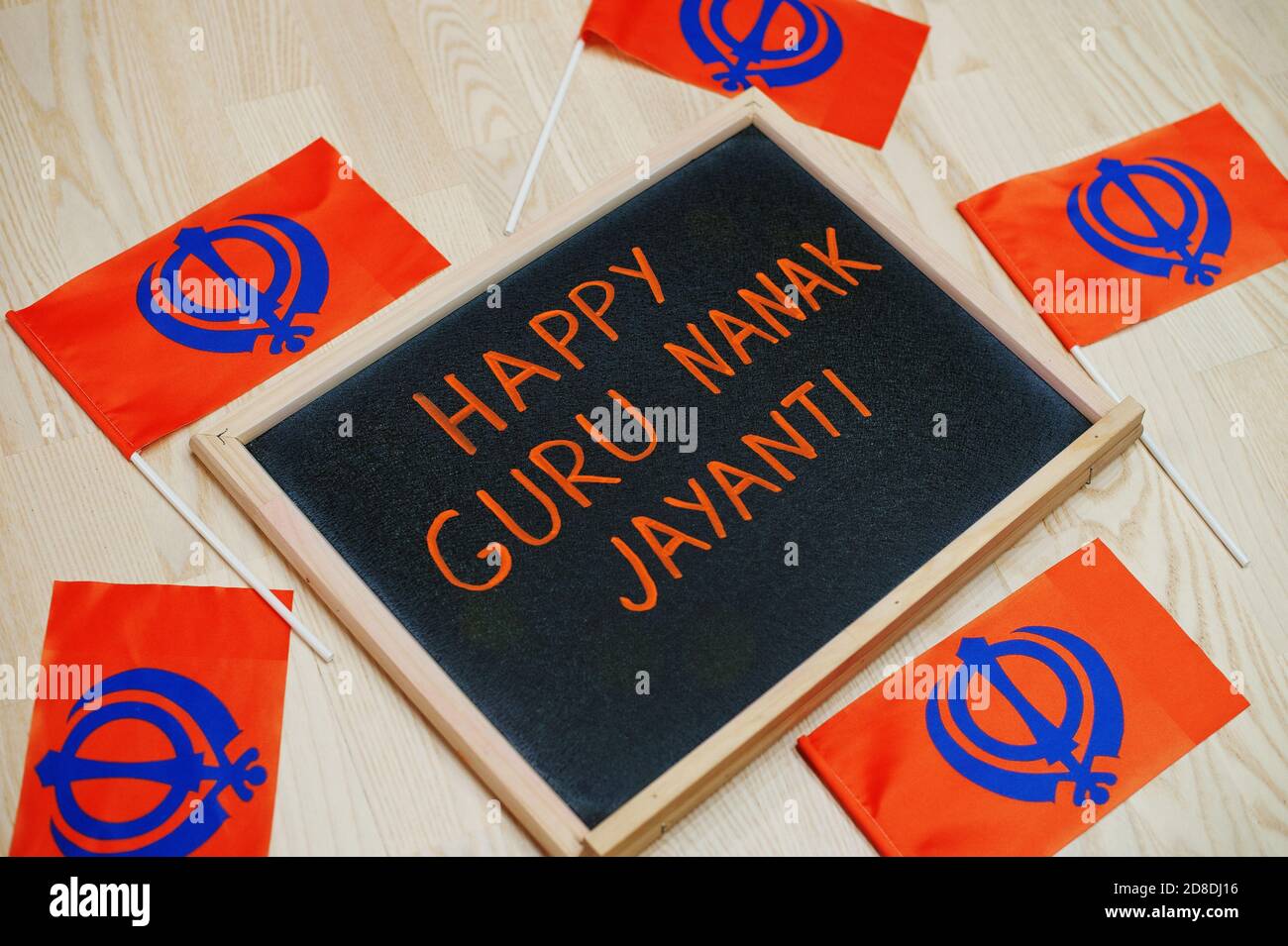 Happy Guru Nanak Jayanti theme. Board with flags Stock Photo - Alamy