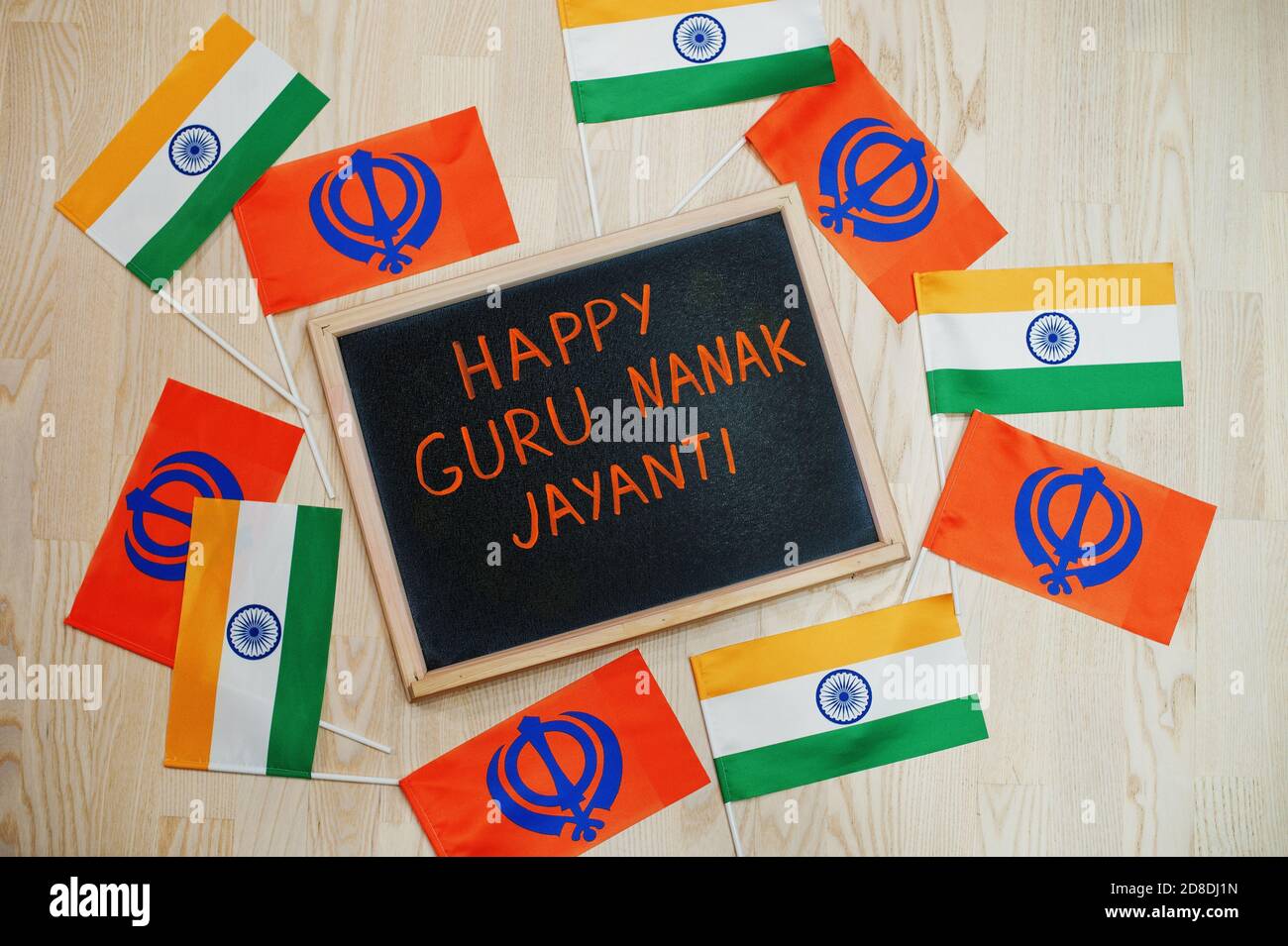 Happy Guru Nanak Jayanti theme. Board with flags Stock Photo - Alamy