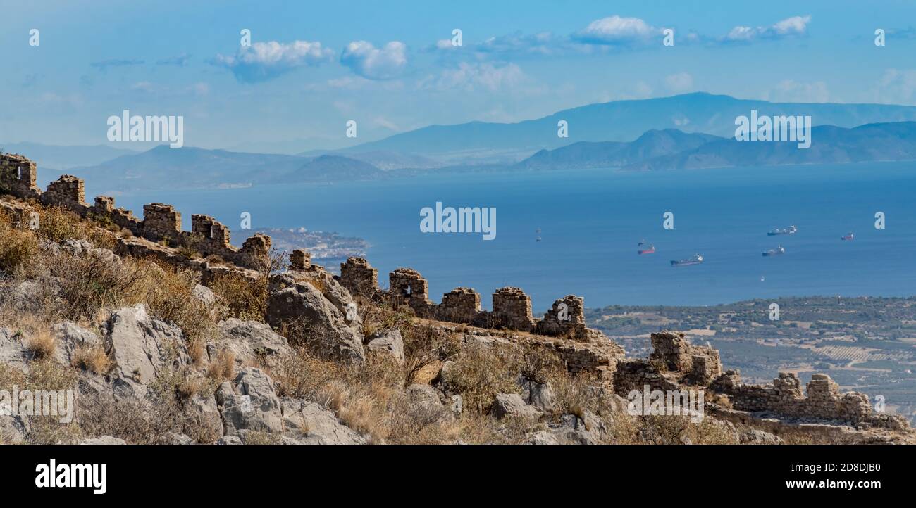 Fascinating ruins of the Acrocorinth (Upper Corinth), the acropolis of ...