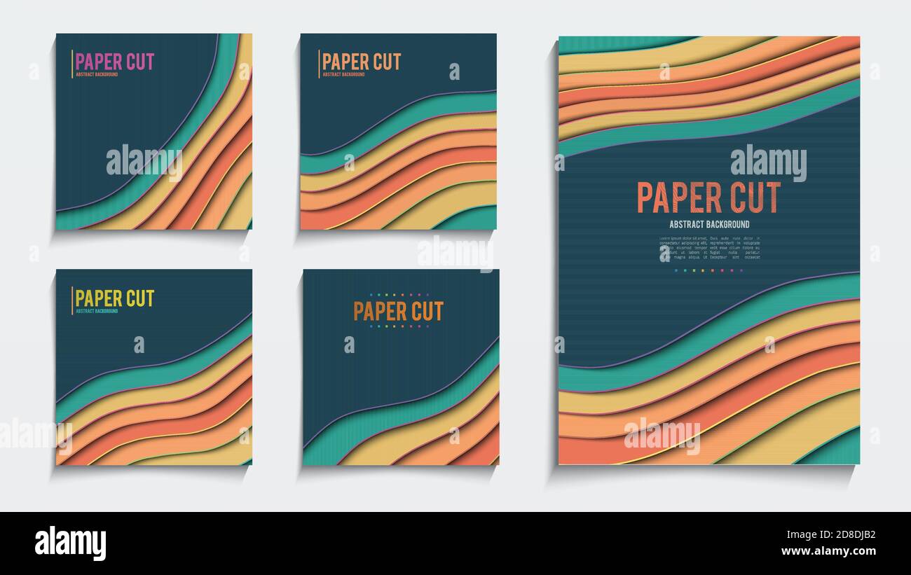 Abstract paper cut social media post. Paper cut poster cover vector ...