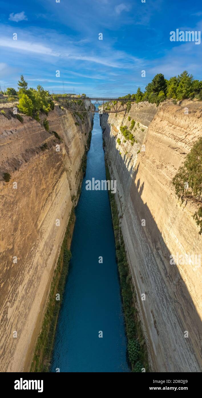 The stunning Corinth Canal connecting the Gulf of Corinth in the Ionian ...