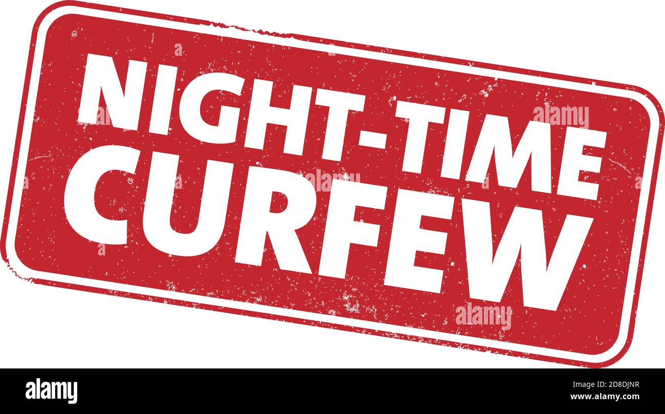 red grungy NIGHTTIME CURFEW sign or stamp vector illustration Stock ...