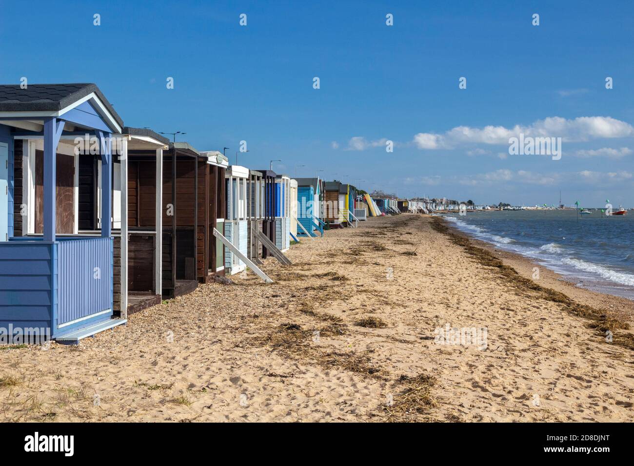 Beach huts at Thorpe Bay, near Southend-on-Sea, Essex, England Stock ...