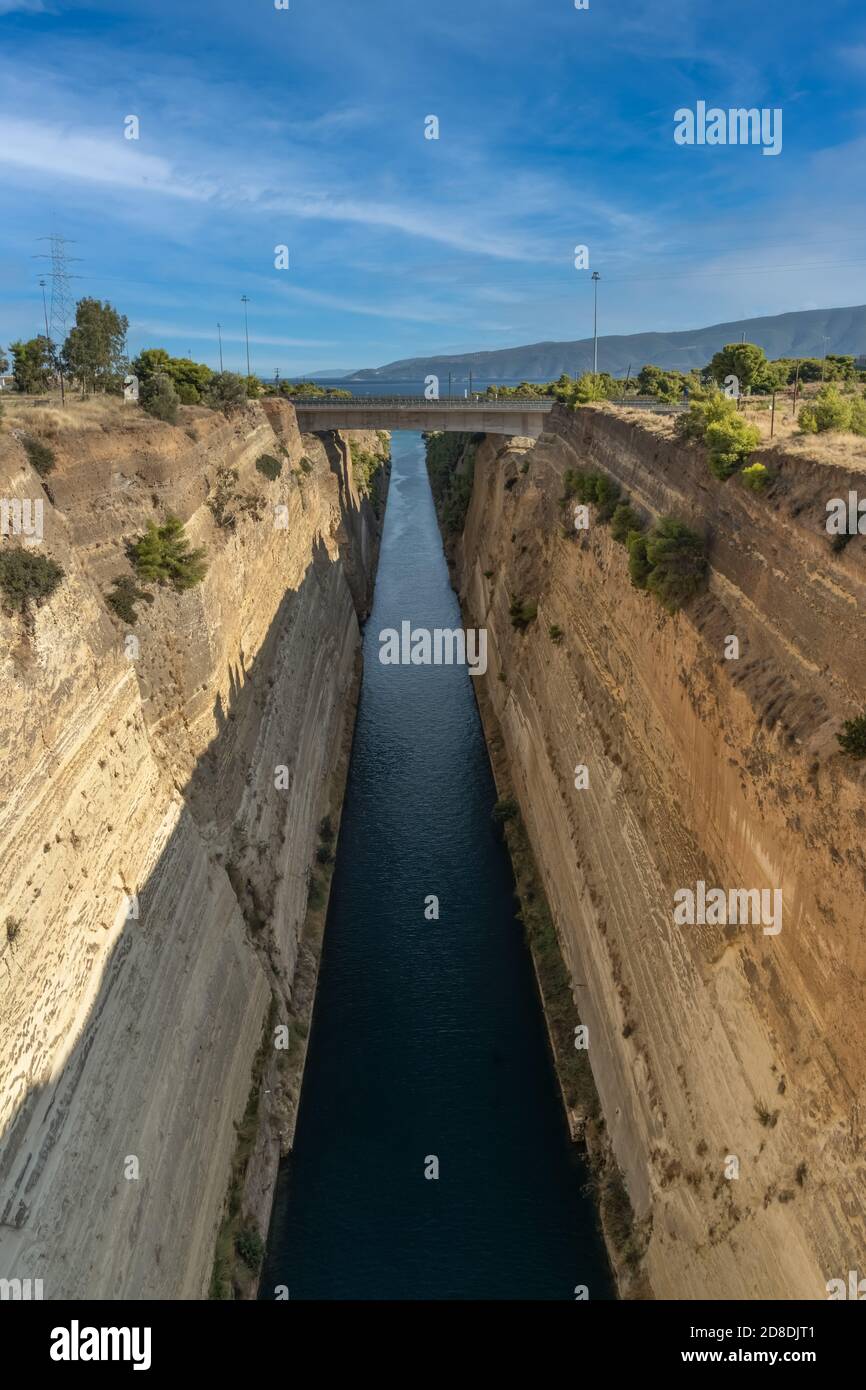 The stunning Corinth Canal connecting the Gulf of Corinth in the Ionian ...