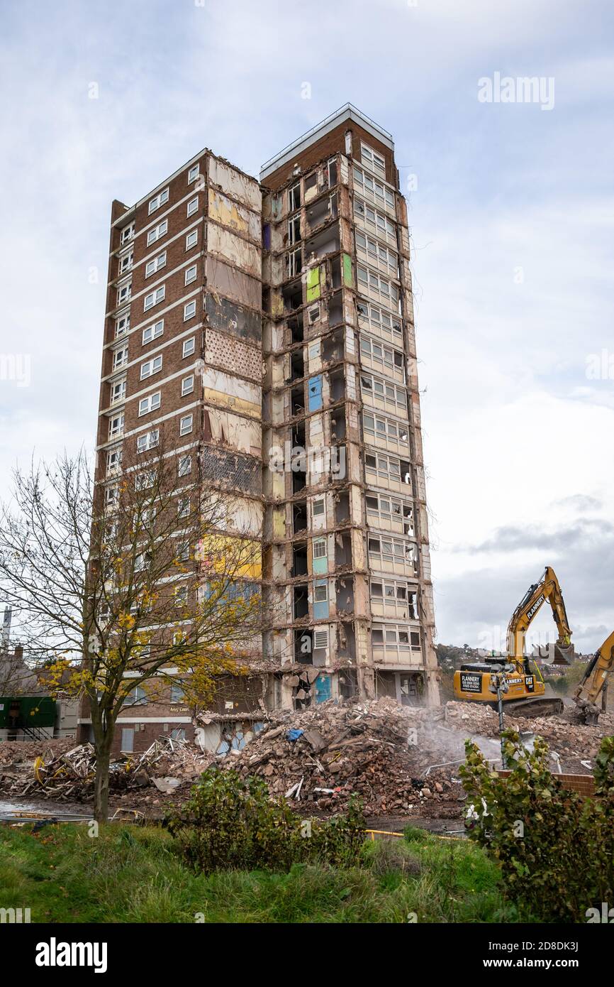 High rise residential apartment block being demolished, Netherton, West ...