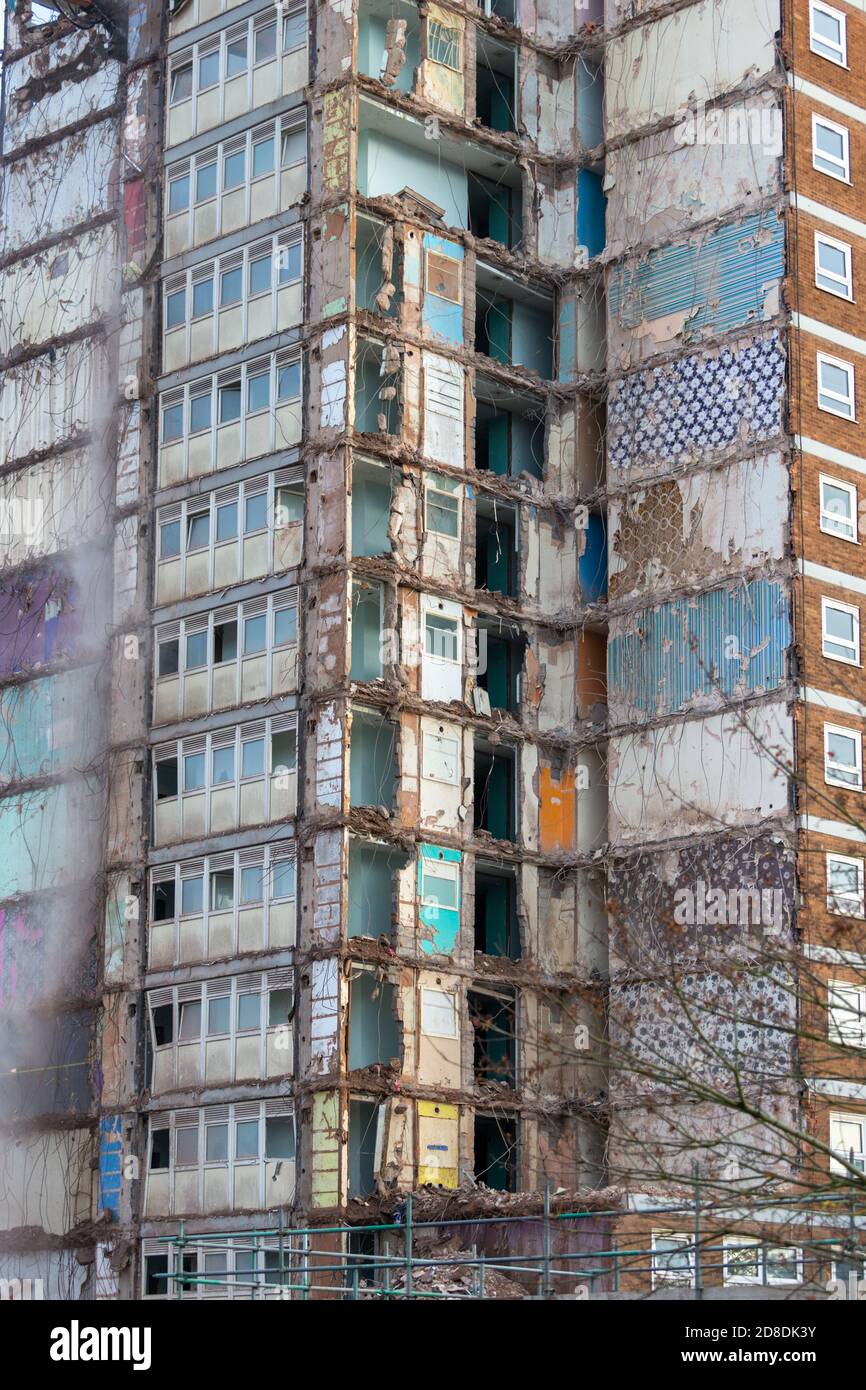 High rise residential apartment block being demolished, Netherton, West ...