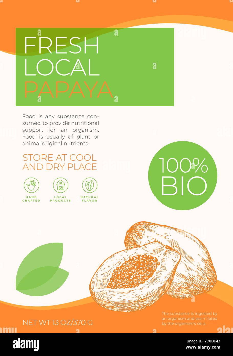 Fresh Local Fruits Label Template. Abstract Vector Packaging Design ...