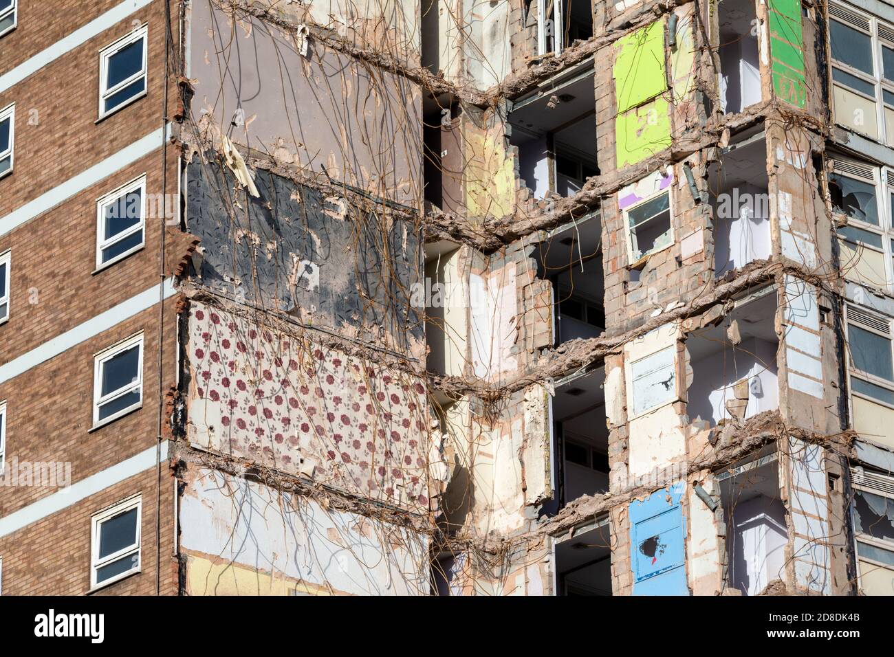 High rise residential apartment block being demolished, Netherton, West ...