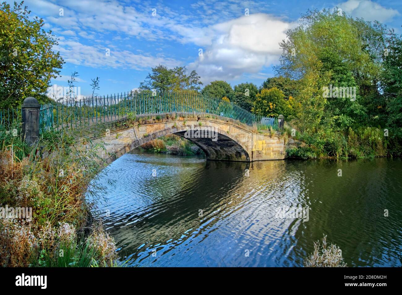 UK, South Yorkshire, Barnsley, Cawthorne, Footbridge over Daking Brook ...