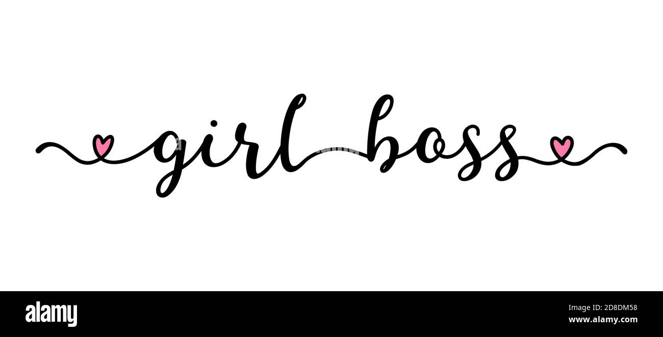 Hand sketched Girl Boss quote as banner. Lettering for poster, label ...